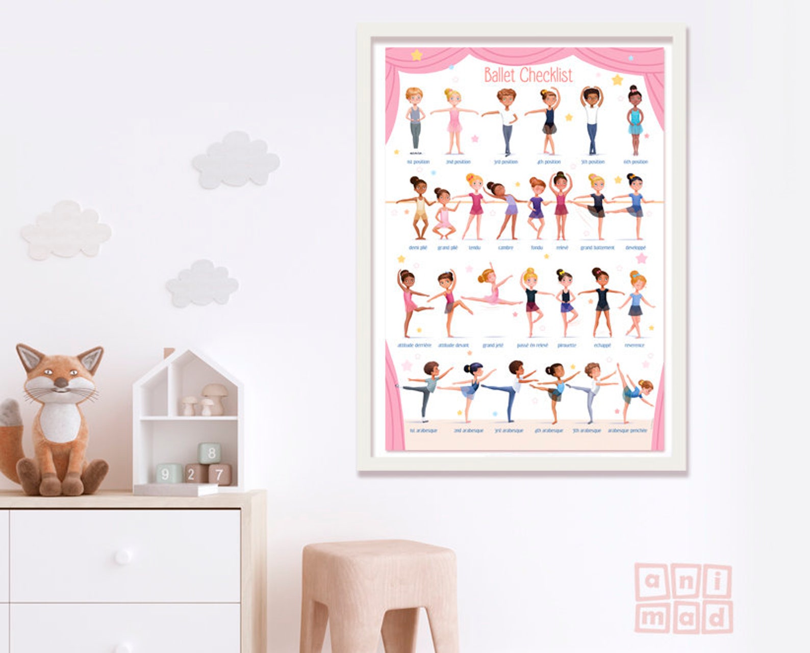 Boys and Girls CHECKLIST BALLET POSES Printable Poster for Kids, Ballet ...