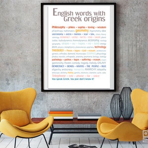 English Words With Greek Origin PRINTABLE POSTER, Greek Words Printable ...