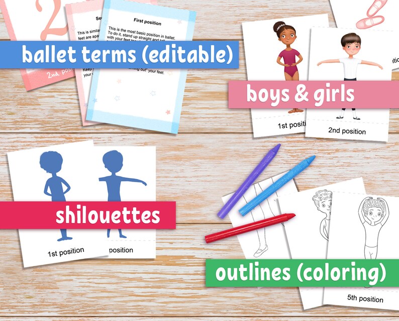 Ballet Primary Positions Printable Flashcards for Boys and Girls, 78 ...