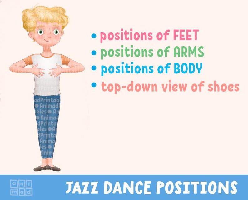 JAZZ DANCE Positions Printable Poster for Kids, Jazz Dance Poses ...