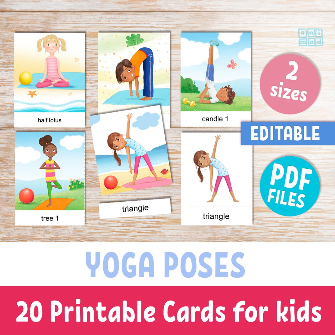 YOGA POSES Printable FLASHCARDS for Preschool Kids, Montessori Editable ...