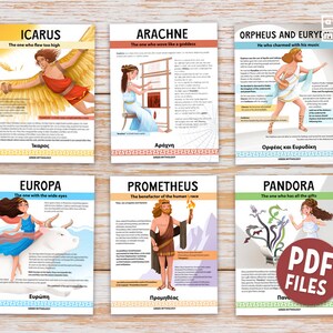 GREEK MYTHS Printable Info Posters for Kids Bundle, Greek Mythology ...