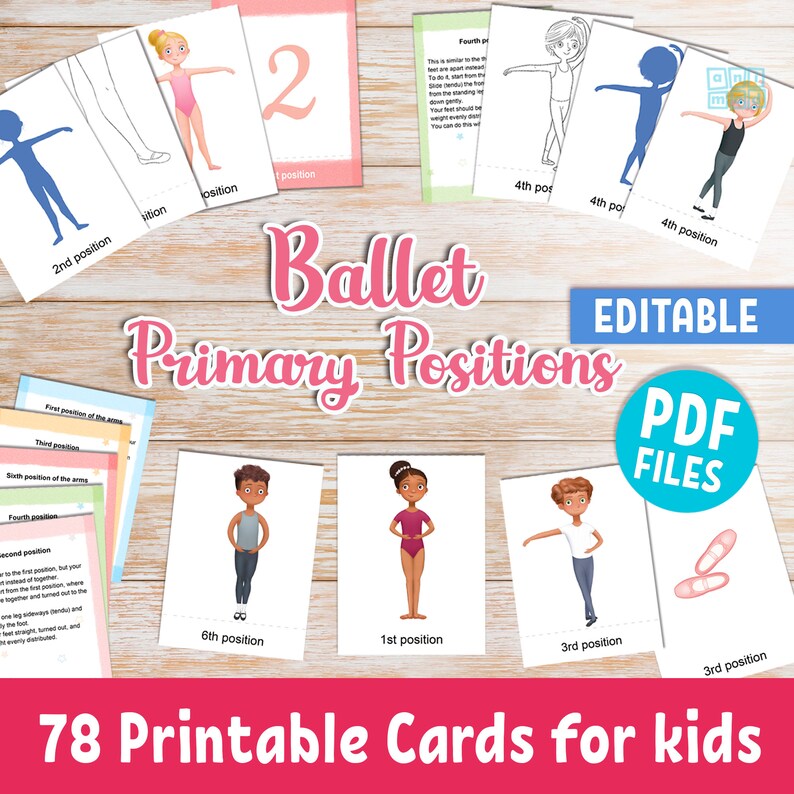 Ballet Primary Positions Printable Flashcards for Boys and Girls, 78 ...