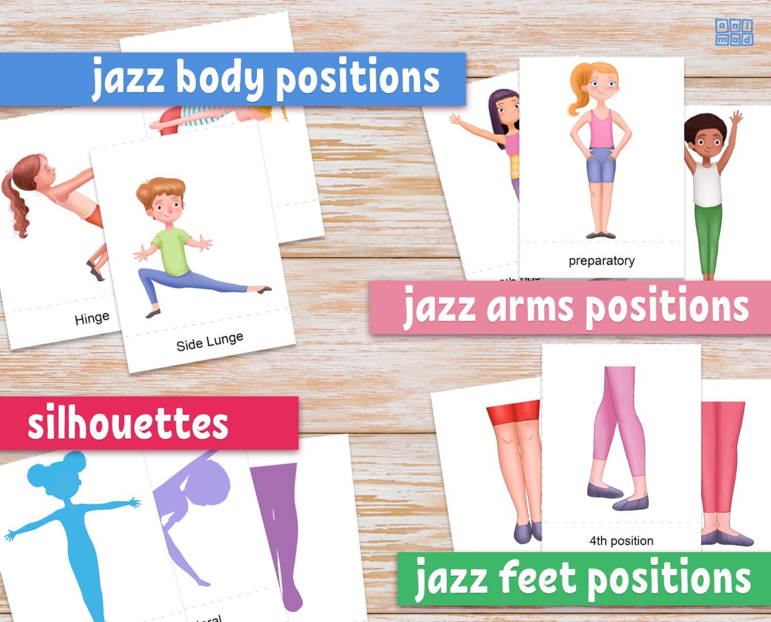 JAZZ DANCE POSITIONS Printable Flashcards for Kids, Positions of Feet ...