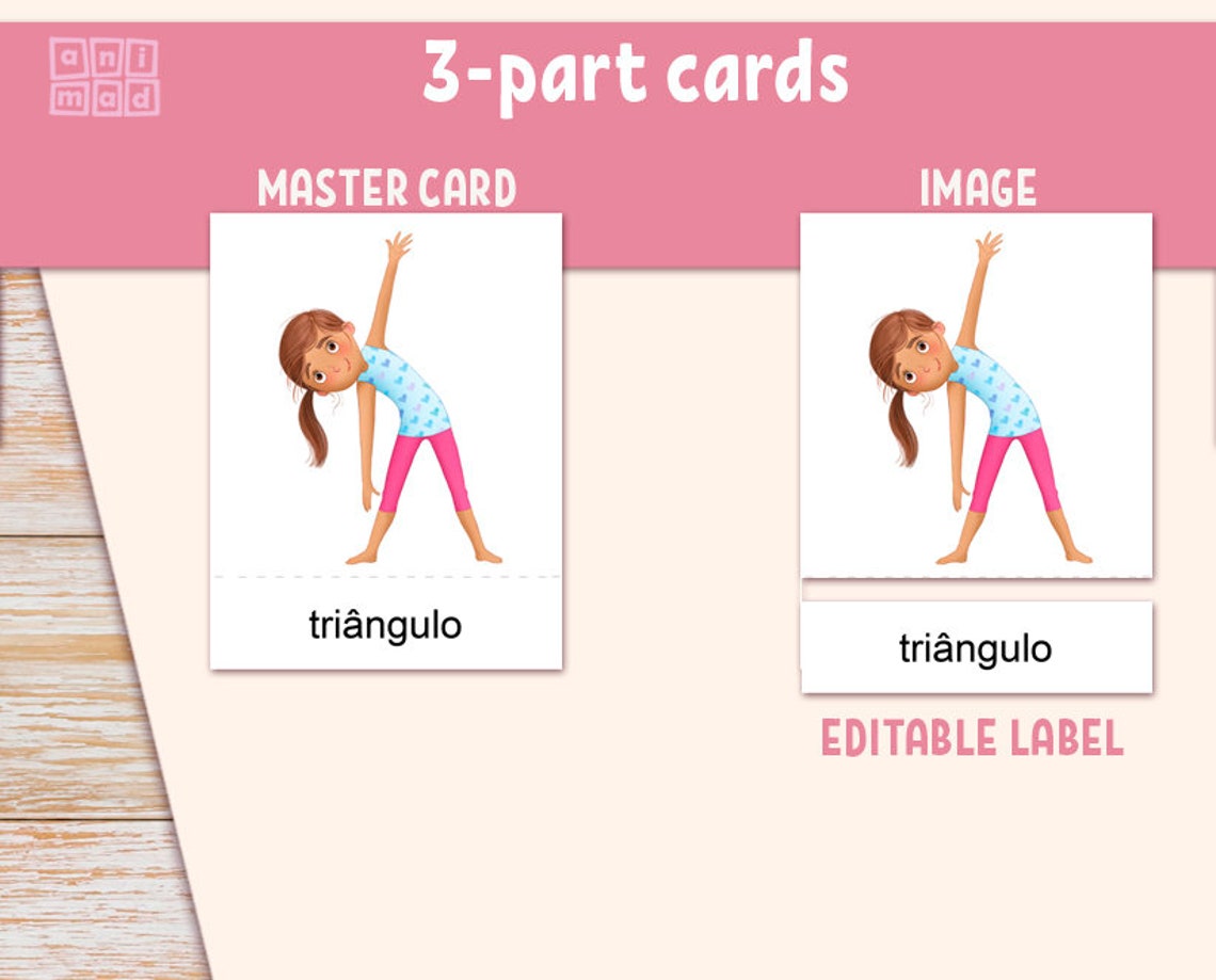Yoga Poses Printable Flashcards for Preschool Kids in Portuguese ...