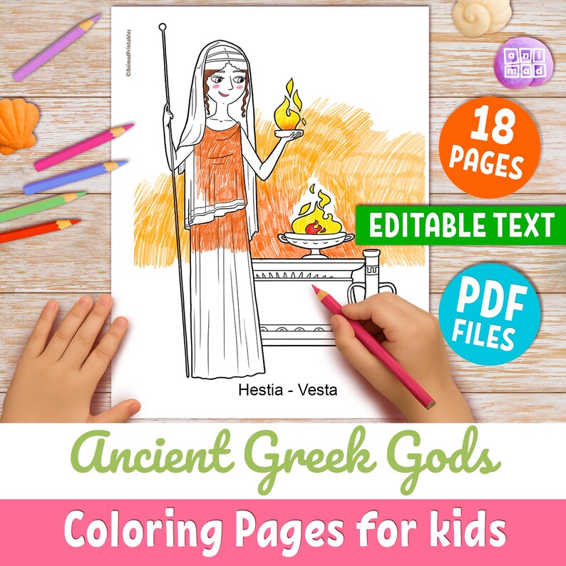 Ancient Greek & Roman Gods Printable Coloring Pages for Kids With ...