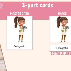 PROFESSIONS Printable Flashcards for Preschool Kids in German & English ...