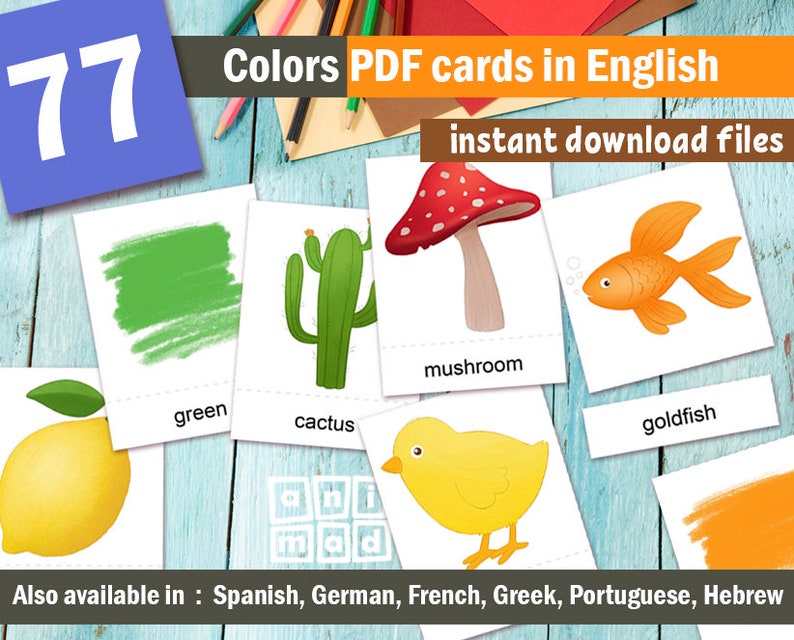 COLORS Printable and Editable FLASHCARDS for Kids 77 - Etsy