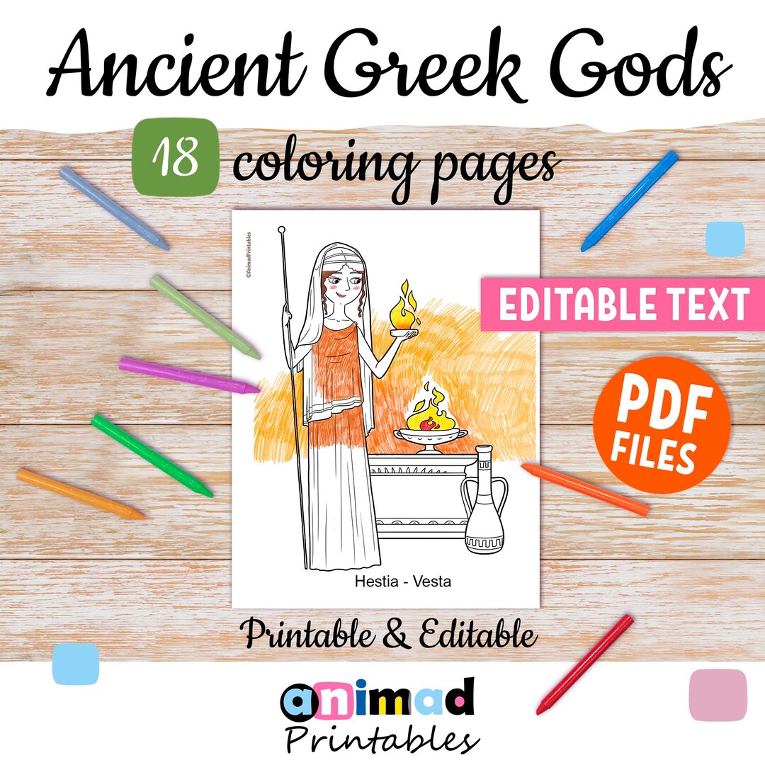 Ancient Greek & Roman Gods Printable Coloring Pages for Kids With ...