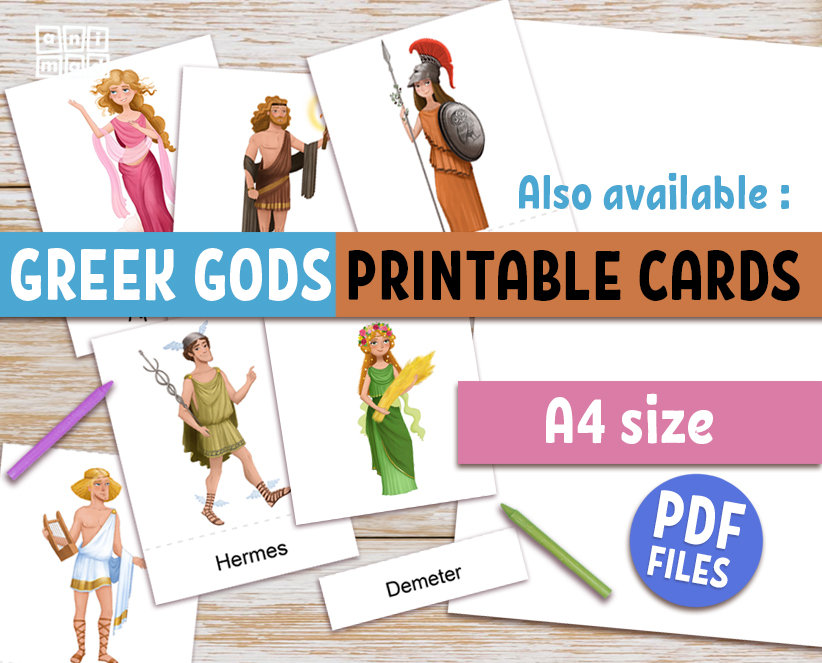Ancient GREEK Gods Printable Poster for Kids in GREEK, 12 Olympian Gods ...