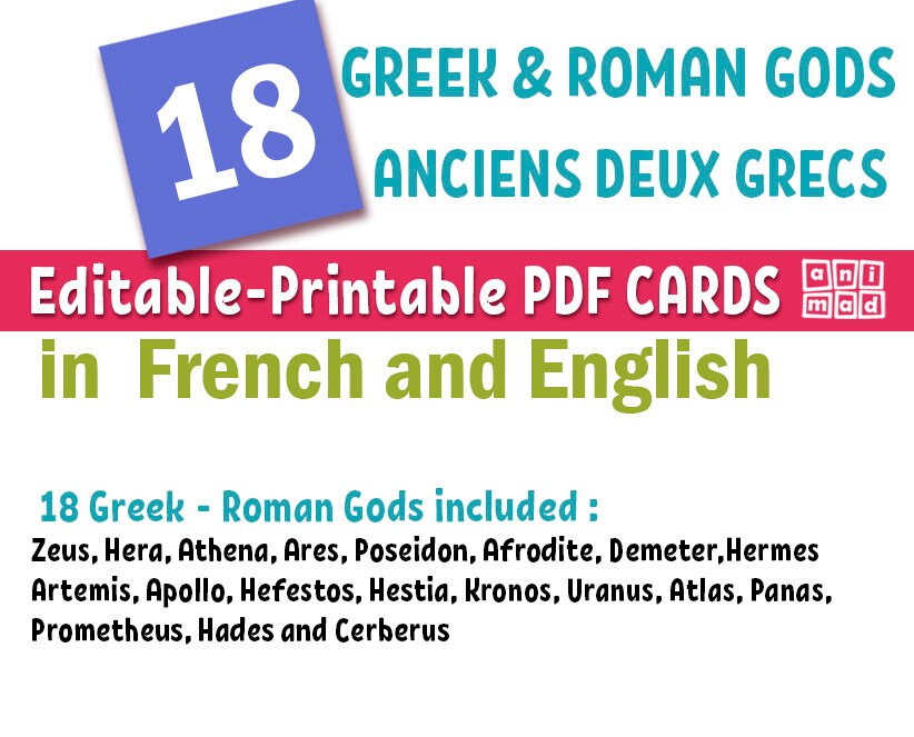 Greek Mythology Flashcards for Kids, Ancient Greek & Roman Gods 3-part ...