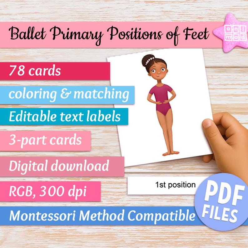 Ballet Primary Positions Printable Flashcards for Boys and Girls, 78 ...