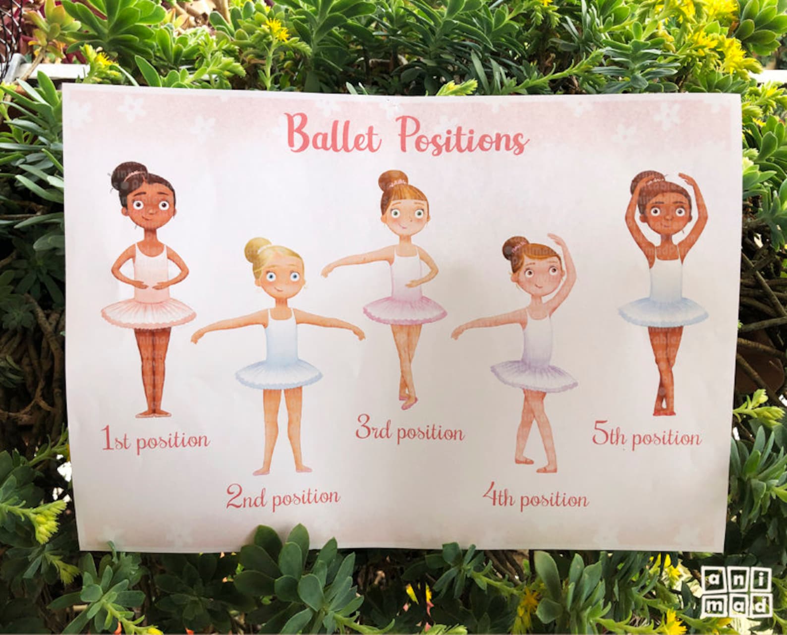 BALLET Primary Positions of Feet Printable Poster for Girls, Diverse ...