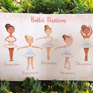 BALLET Primary Positions of Feet Printable Poster for Girls, Diverse ...