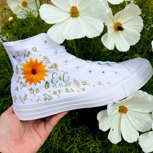 Woodland Sunflower All Star High Top Converse | Hand Embroidered - Etsy