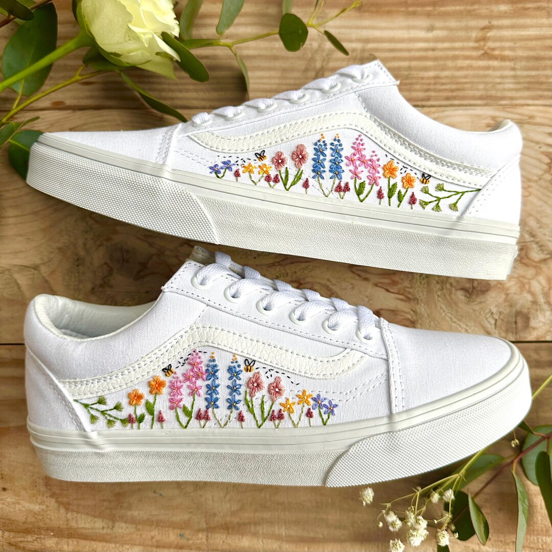Wildflower Meadow Old Skool Vans | Hand Embroidered - Etsy
