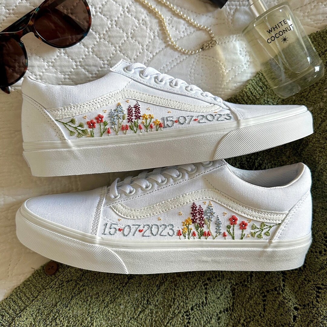 Wildflower Meadow Old Skool Vans Hand Embroidered - Etsy