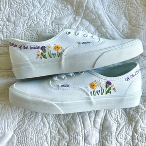 Thistle, Sunflower & Daisy Vans Authentic Trainers | Hand Embroidered ...