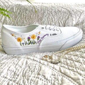 Thistle, Sunflower & Daisy Vans Authentic Trainers | Hand Embroidered ...