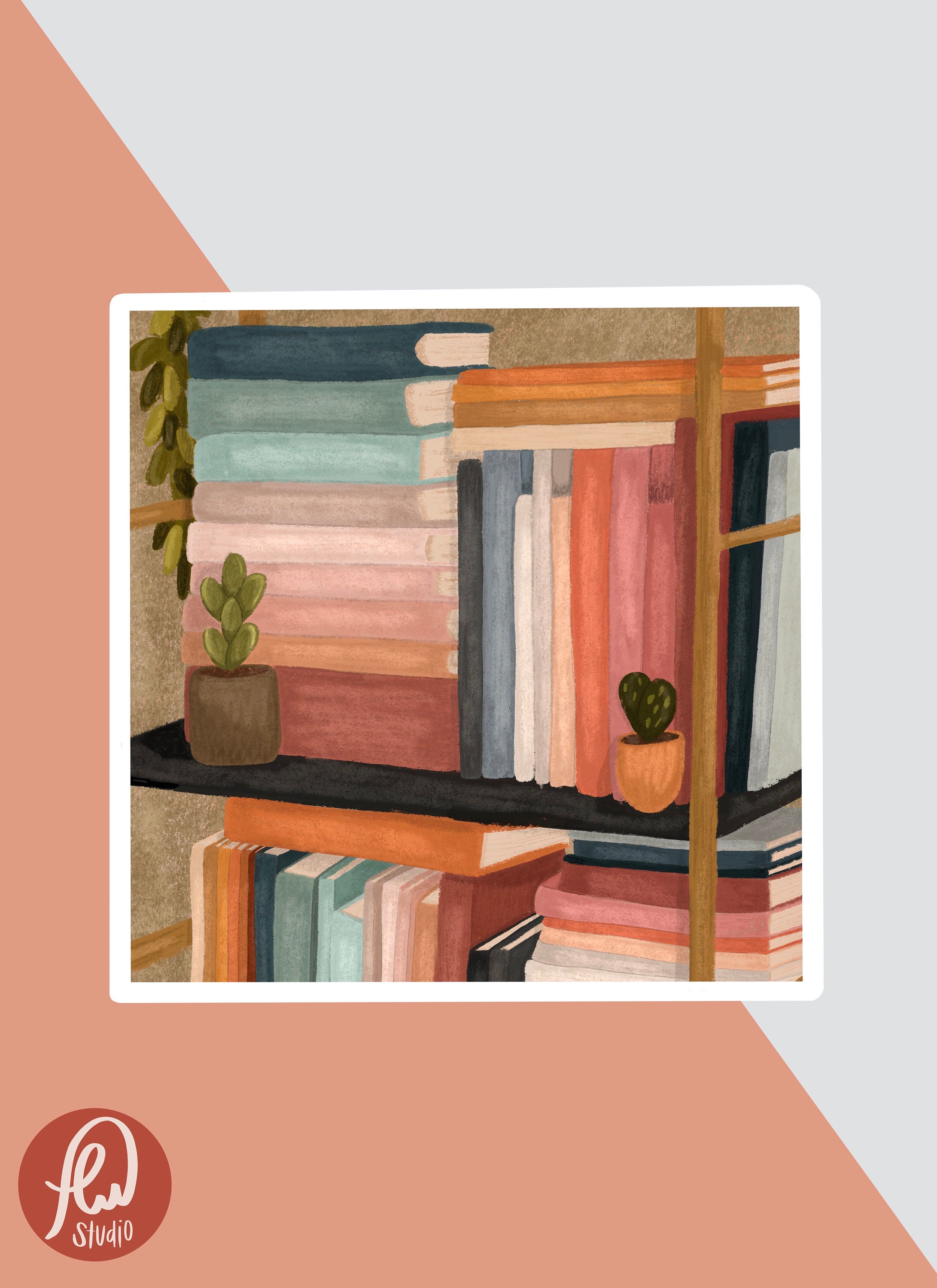 Bookshelf Sticker, Die-cut, Laptop Sticker, Journal Sticker, Water ...