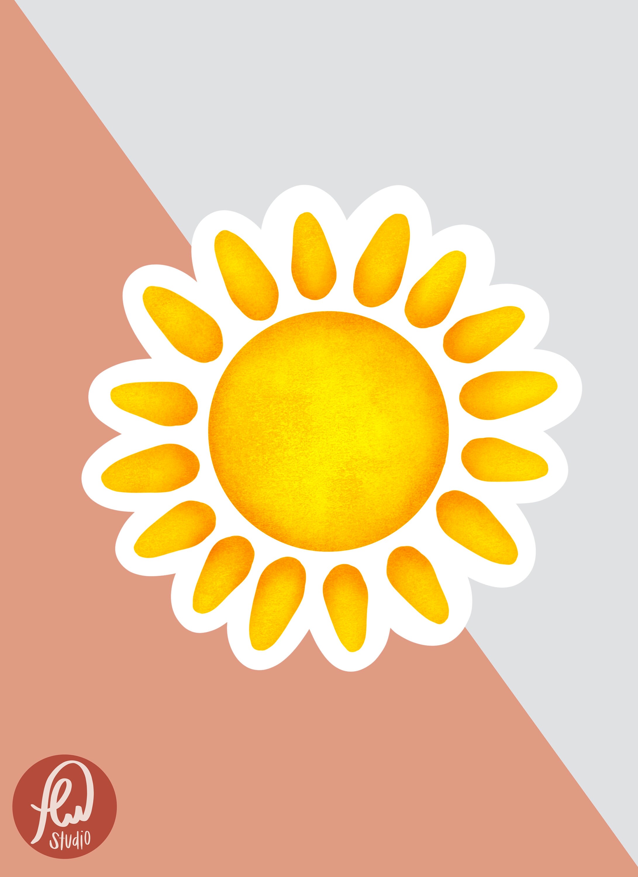 Sun Sticker, Die-cut, Laptop Sticker, Journal Sticker, Water Bottle ...