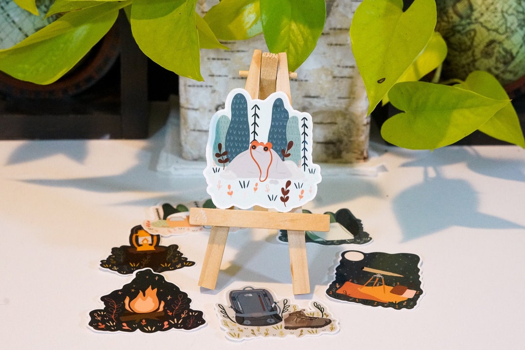 Binoculars Illustration Sticker, Die-cut, Laptop Sticker, Journal ...