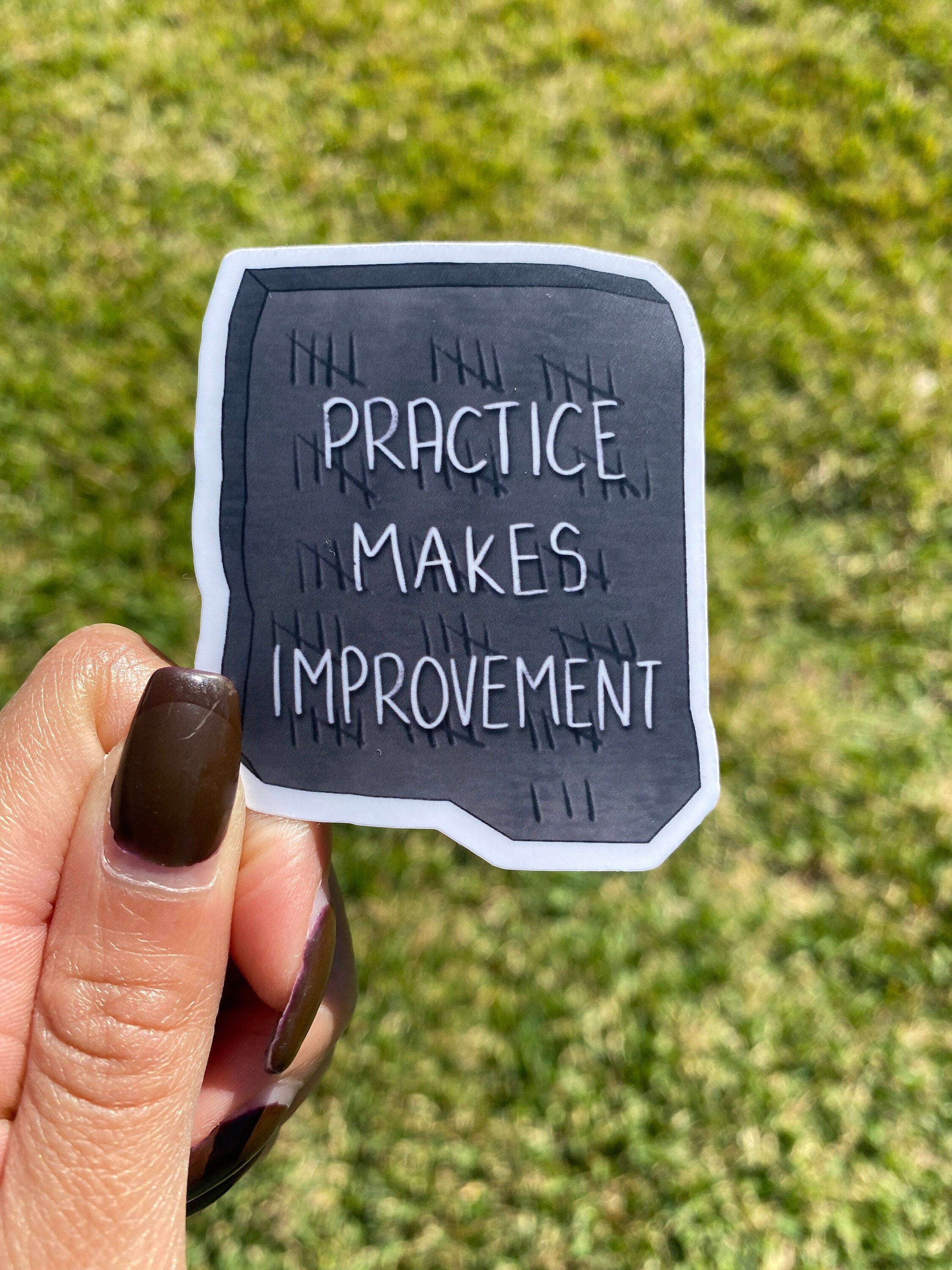Practice Makes Improvement Vinyl Sticker, Quote Sticker, Laptop Sticker ...