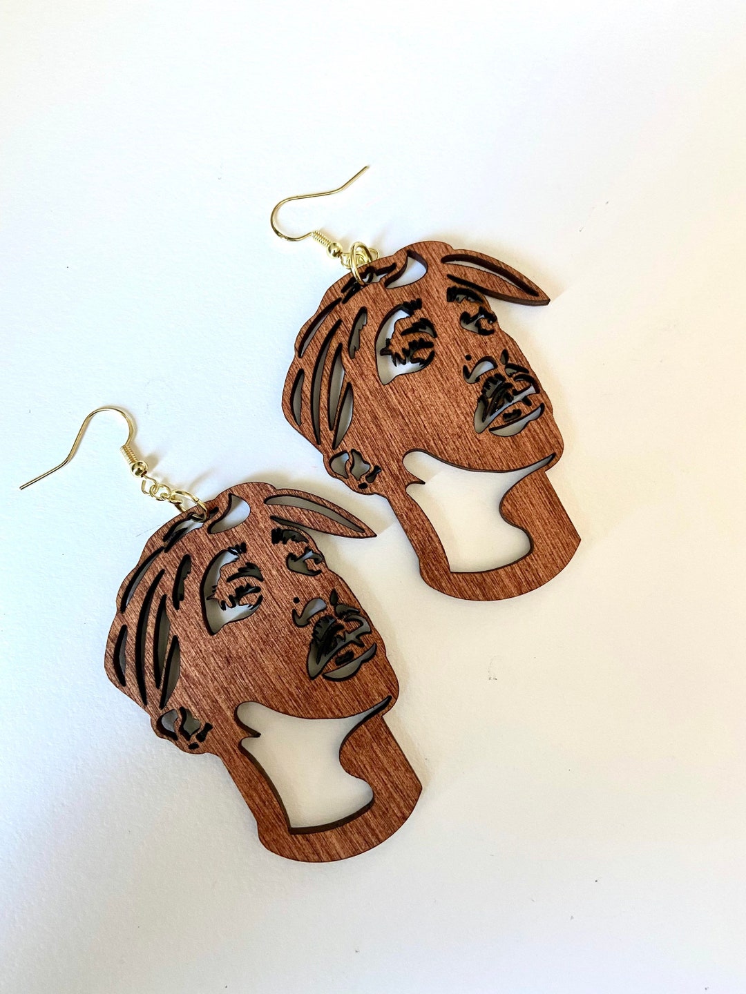 Tupac Wood Earrings - Etsy