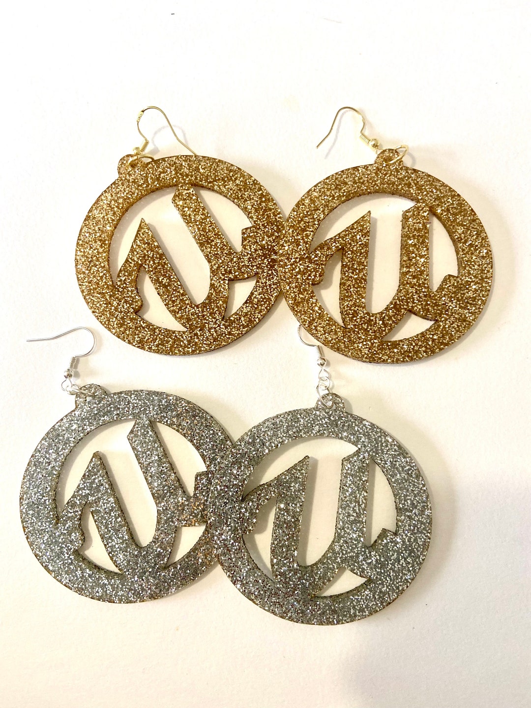 Usher-u Acrylic Earrings Gold or Silver - Etsy