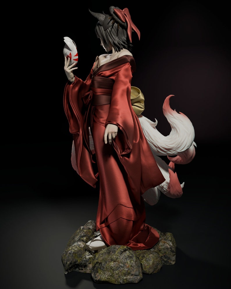 Kitsune Figures Japanese Mythology Statue or Model Kit Handpainted or ...
