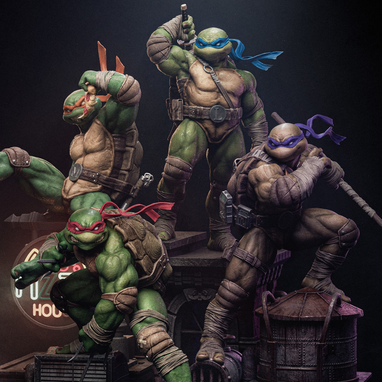 Leonardo, Raphael, Michelangelo, Donatello Diorama Teenage Mutant Ninja ...