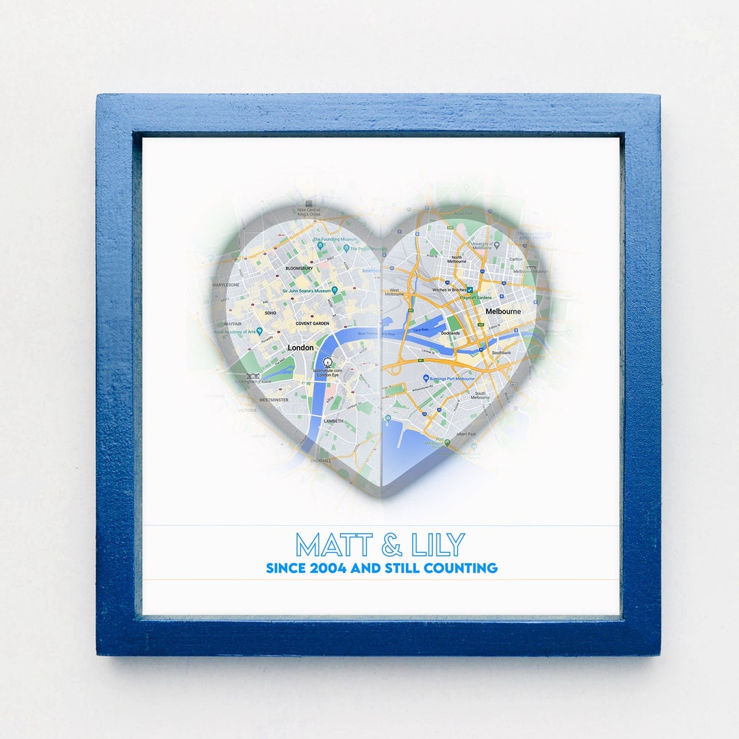 City Map Print, Long Distance, Long Distance Relationship Gift for ...