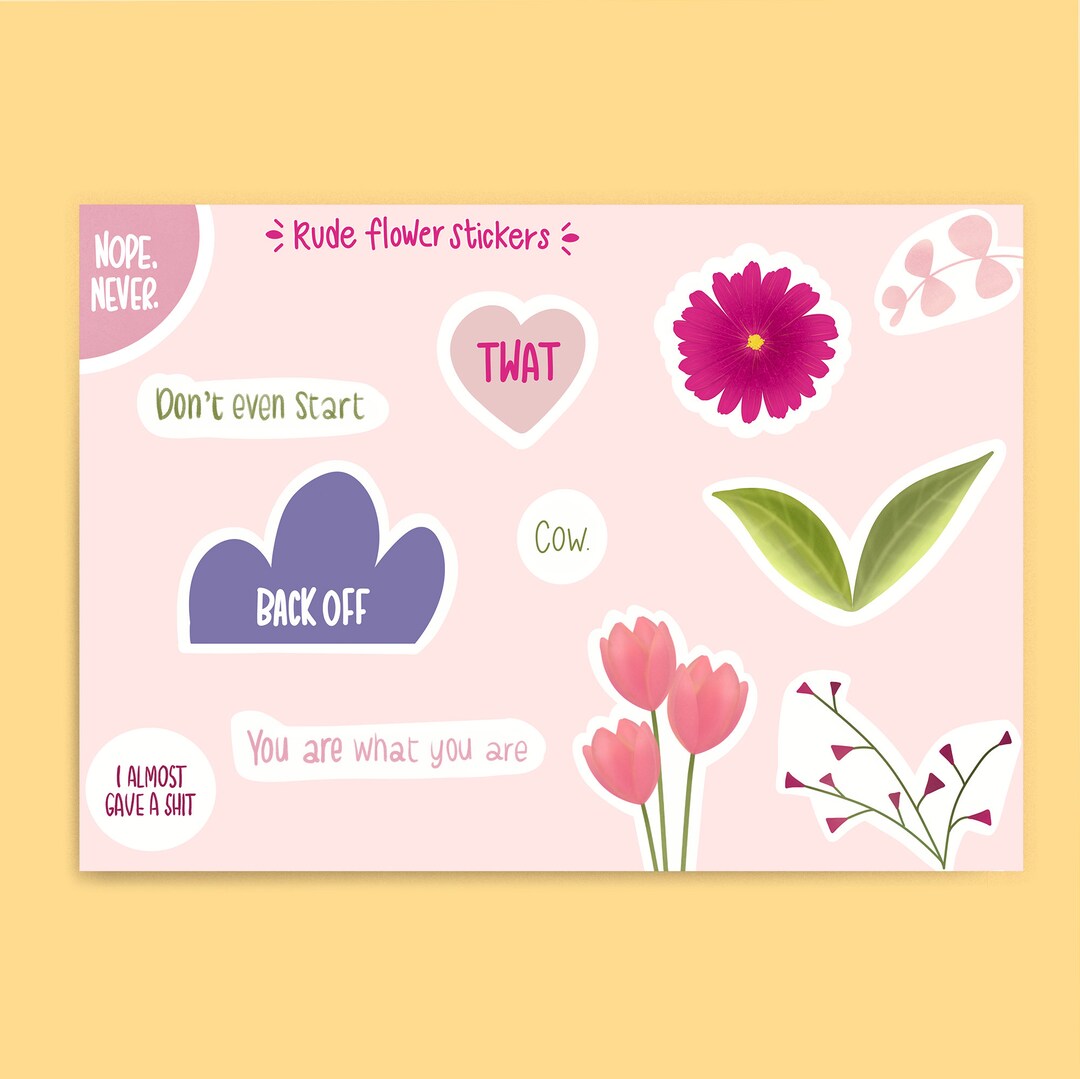 Rude Stickers, Rude Flower Stickers, Bad Words Stickers, Curse Sticker ...