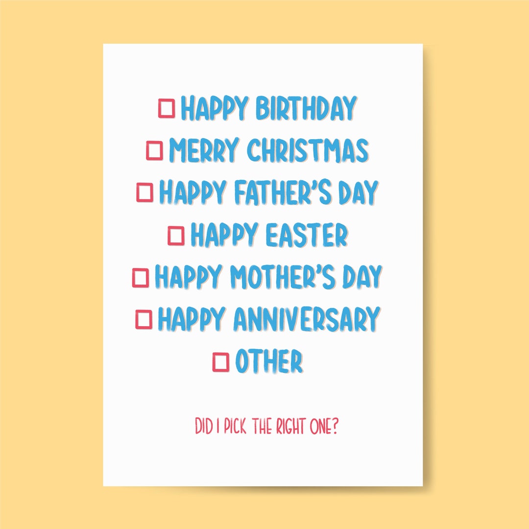 Birthday Card, Funny Card, Humor Card, Getting Old Card, Pick One ...