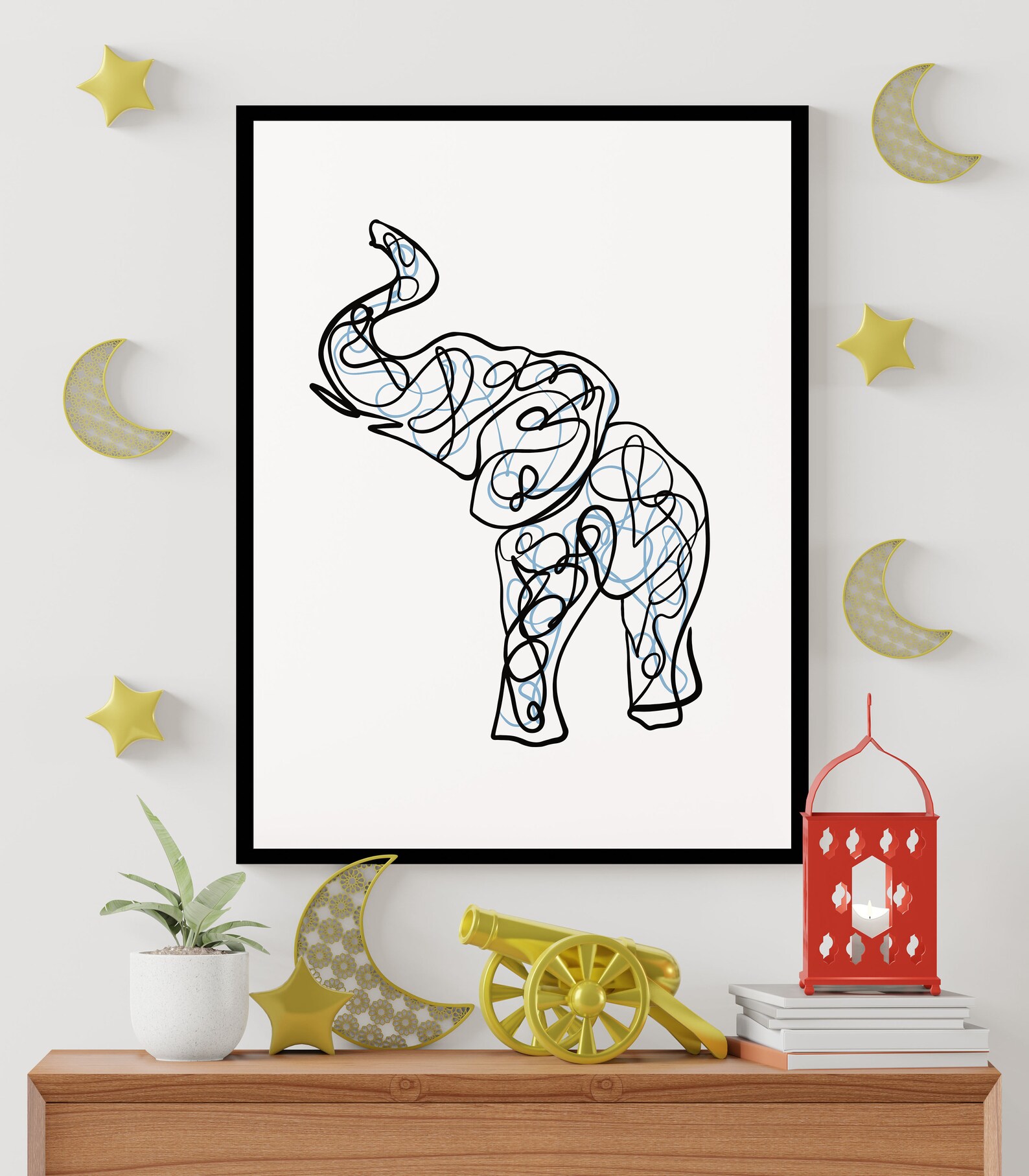 One Line Elephant Print Elephant Nursery Wall Art Printable | Etsy