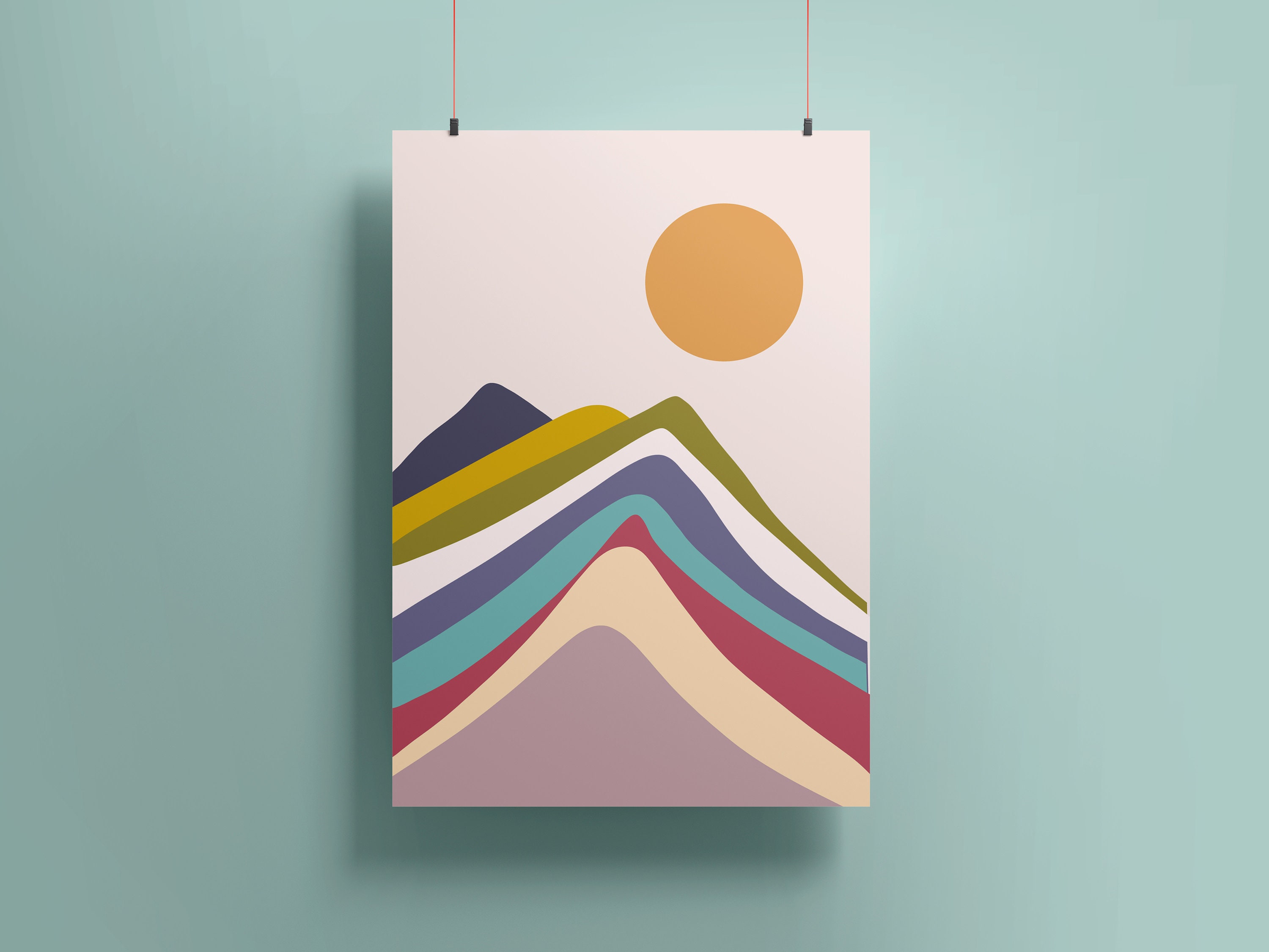 Abstract Desert Art Print Mountains Poster Boho Art Neutral | Etsy