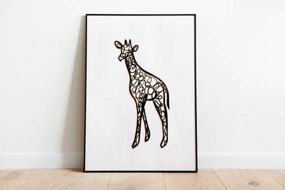 One Line Giraffe Print Printable Safari Animal Nursery Art - Etsy