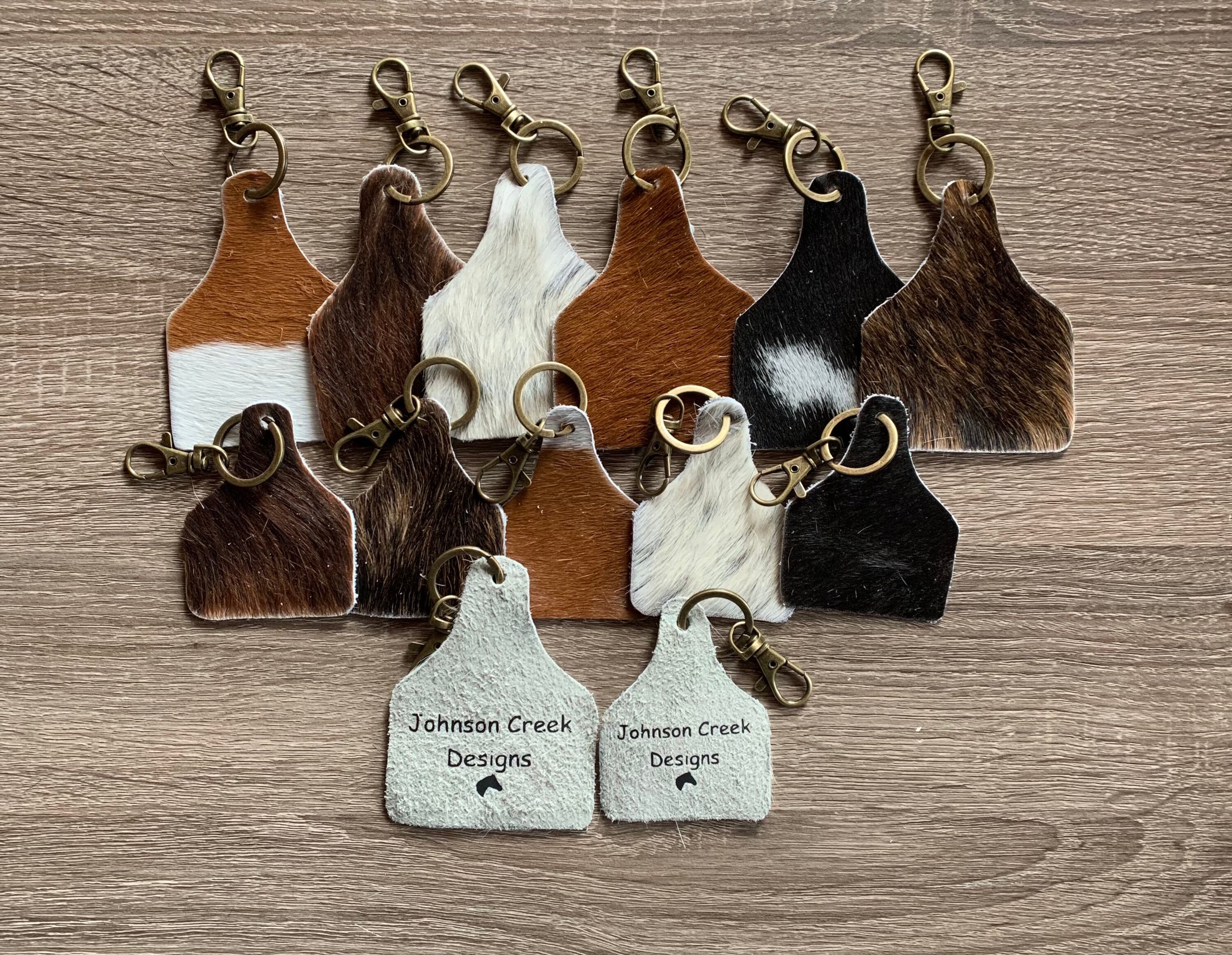 REAL Cowhide Keychains! - Etsy
