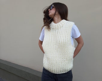 Hand Knit Vest - Etsy