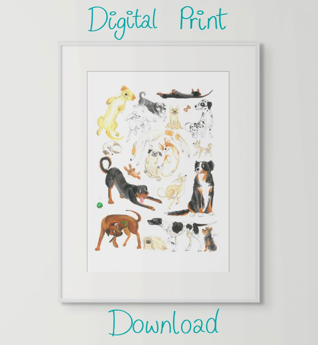Dashing Dogs Digital Download Children's Print Wall Art Home Decor - Etsy