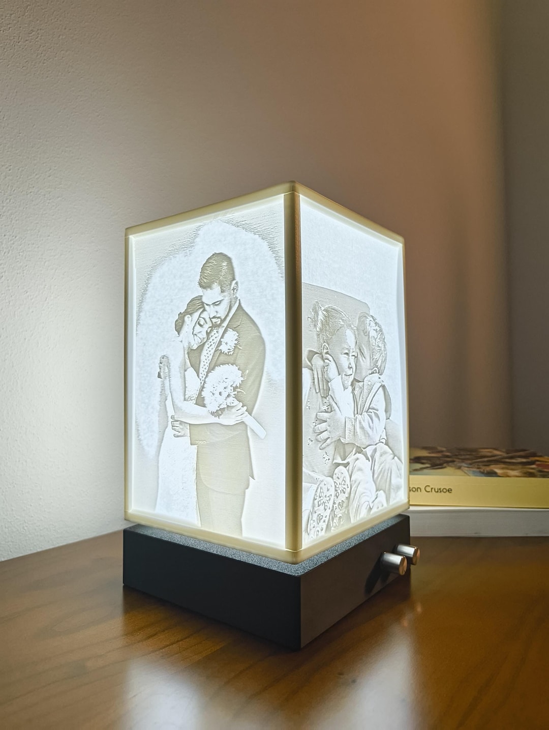 Custom Photo Lithophane Lamp: Rotating Personalized Picture Light - Etsy