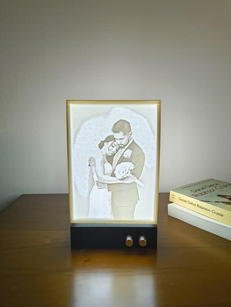 Custom Photo Lithophane Lamp: Rotating Personalized Picture Light - Etsy