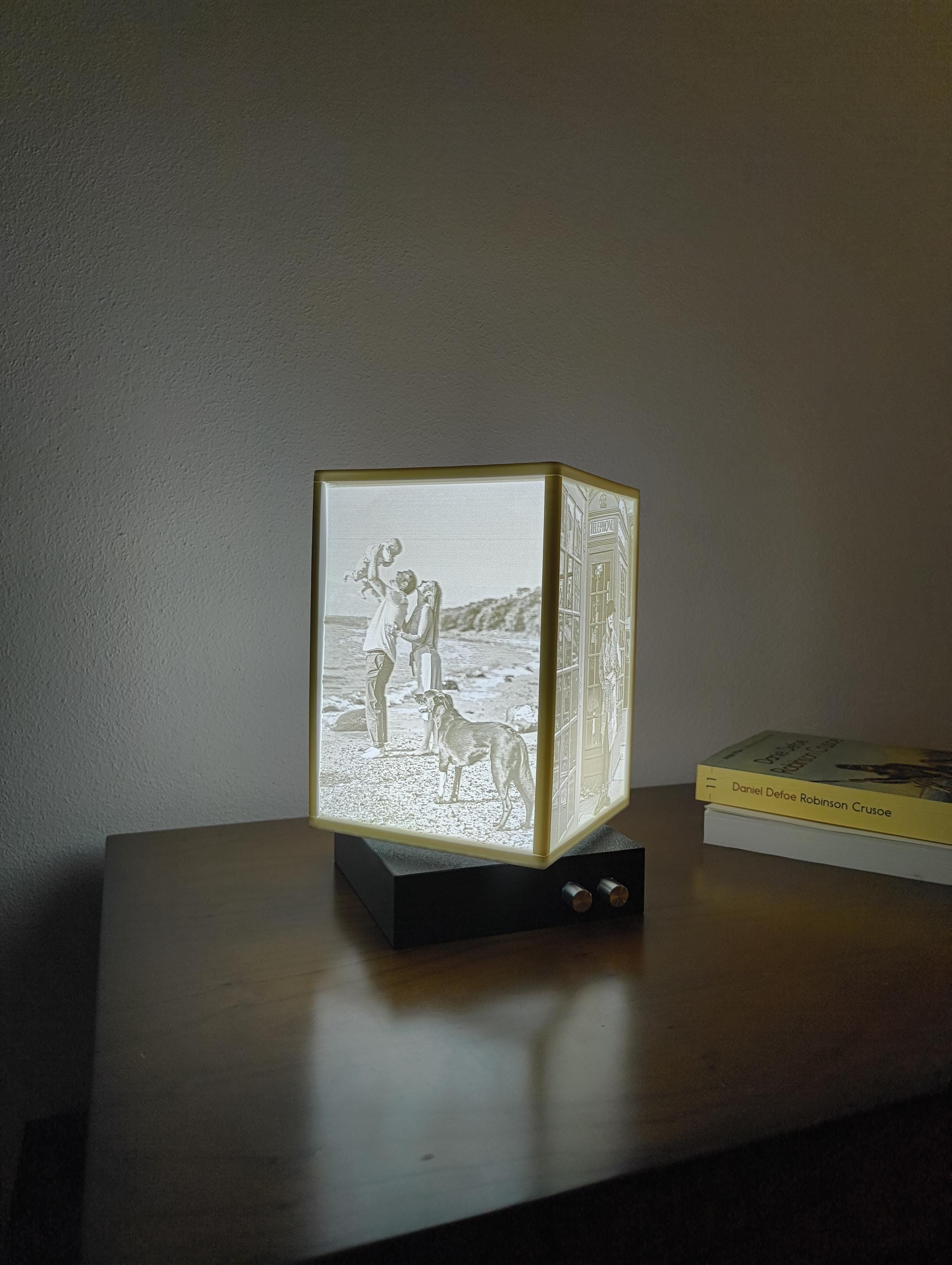 Custom Photo Lithophane Lamp: Rotating Personalized Picture Light - Etsy