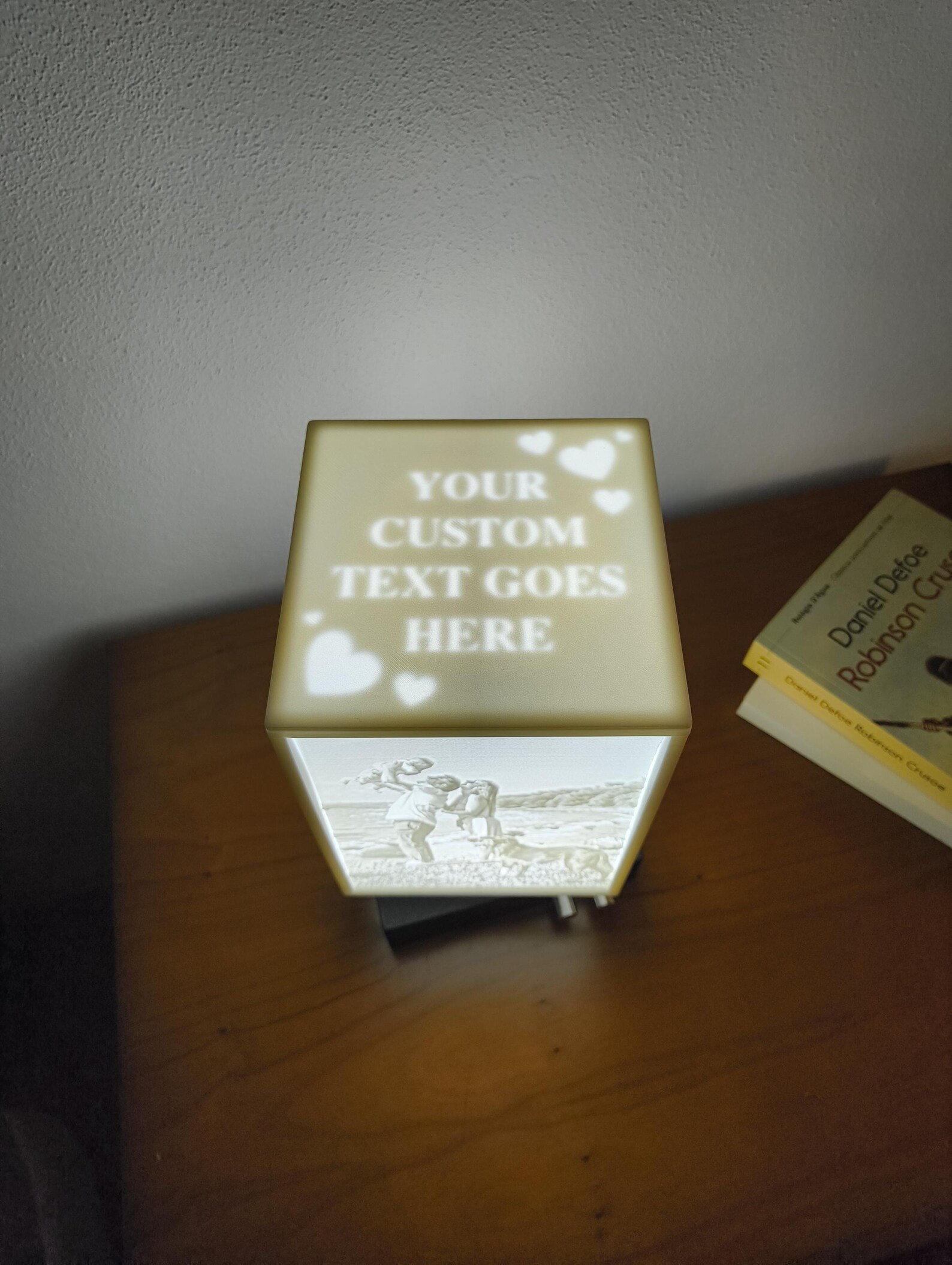Custom Photo Lithophane Lamp: Rotating Personalized Picture Light - Etsy