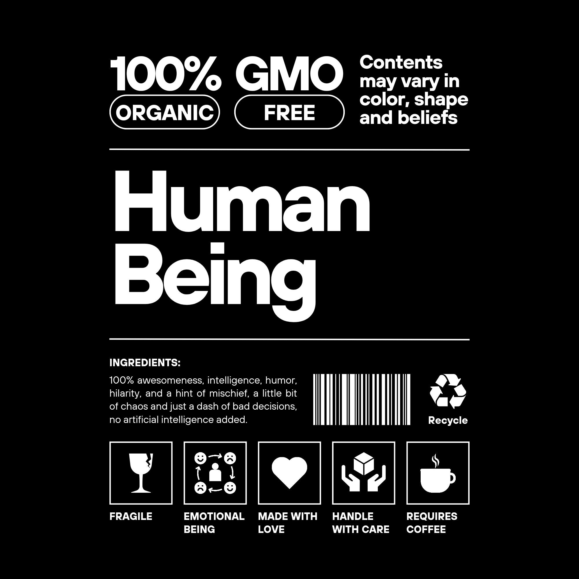 Human Being Ingredients Label PNG - Etsy UK