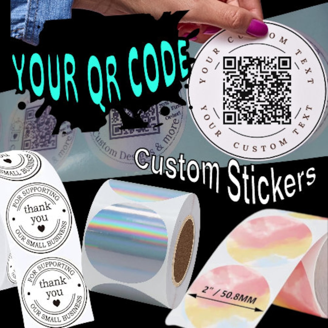 Custom Round QR Code Package Sticker Custom Text Sticker Business ...