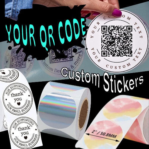 Custom Round QR Code Package Sticker Custom Text Sticker Business ...