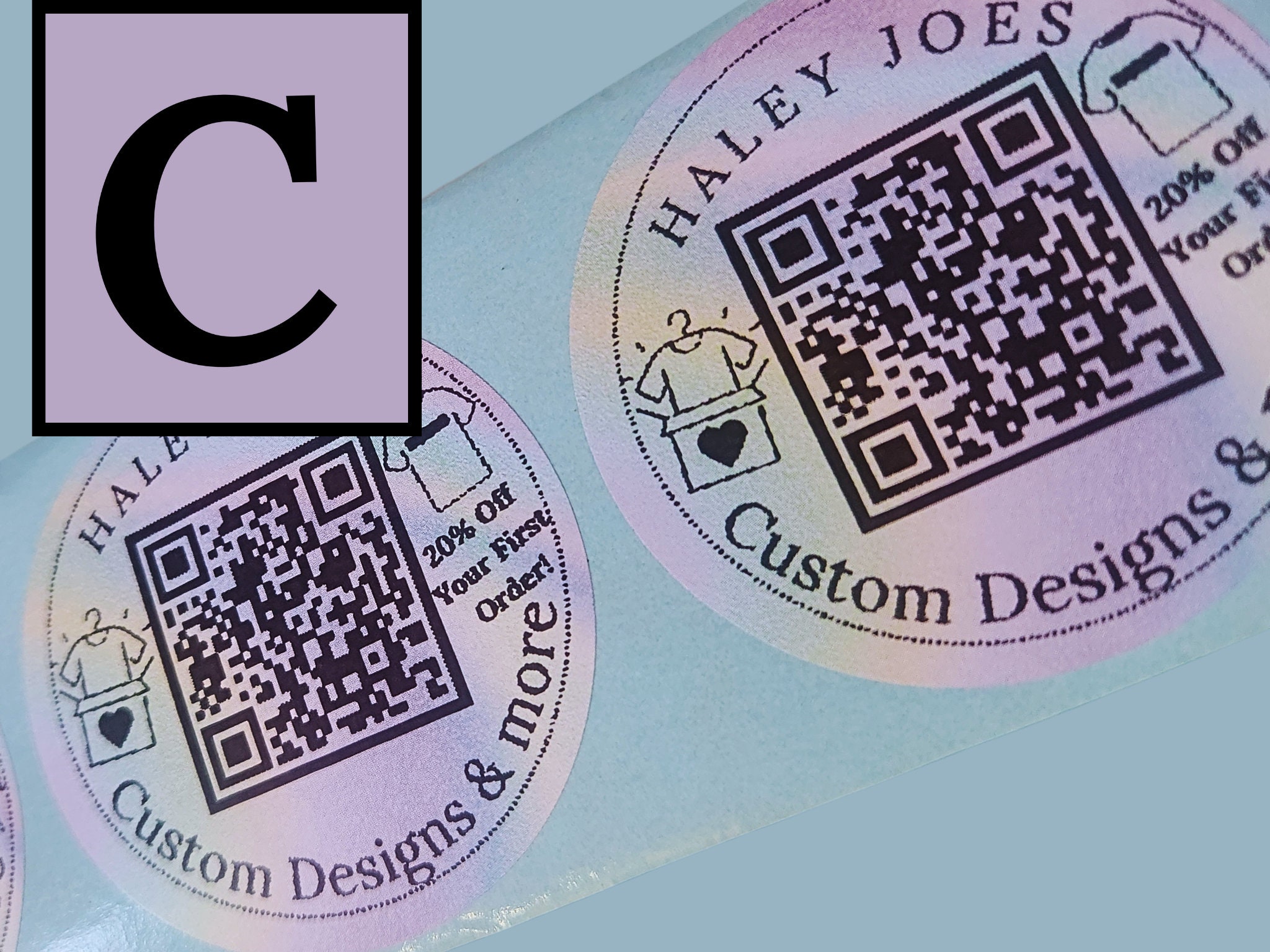 Custom Round QR Code Package Sticker Custom Text Sticker Business ...