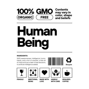 Human Being Ingredients Label PNG - Etsy UK