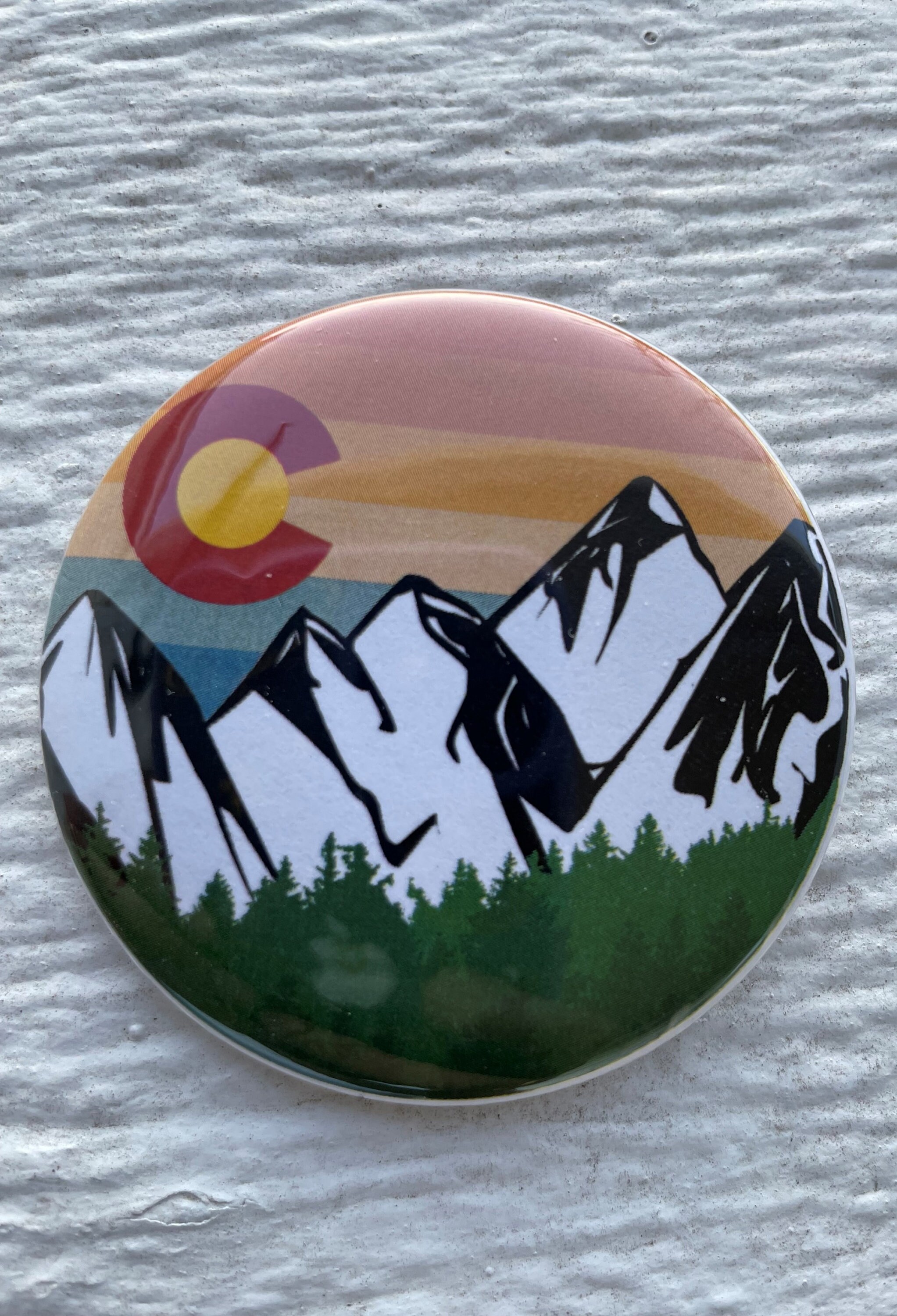 Colorado Majestic Snow Mountains Sunset Scenery Landscape Art Button ...